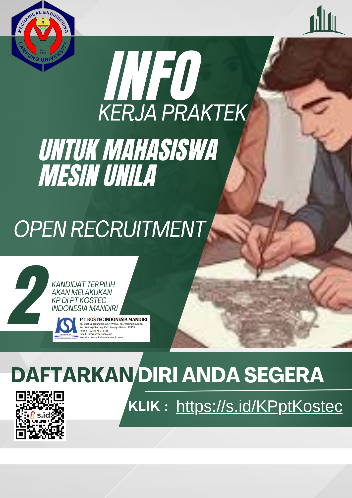 Peluang Emas! Mahasiswa Teknik Mesin Unila Bisa Magang di PT Kostec ...